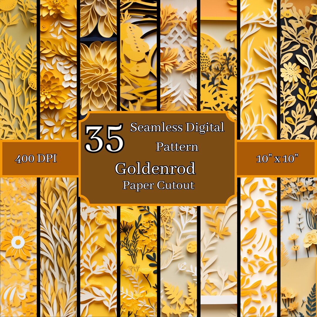 Goldenrod Paper Cutout Seamless Patterns Bundle, High-resolution 400 ...
