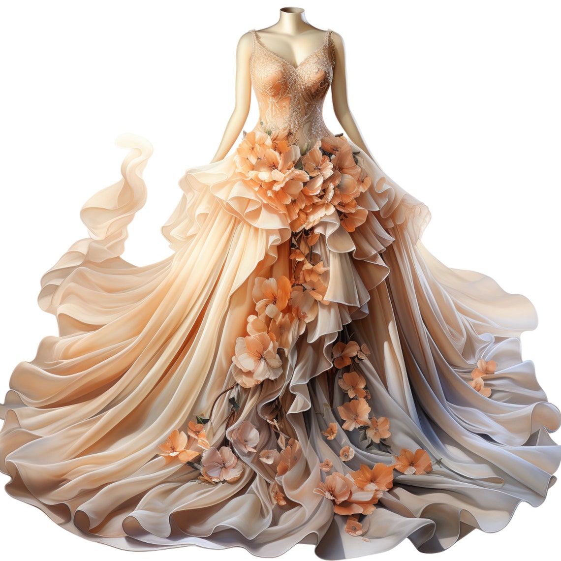 Vintage Spring Wedding Dress Clipart Bundle PNG Format Junk - Etsy