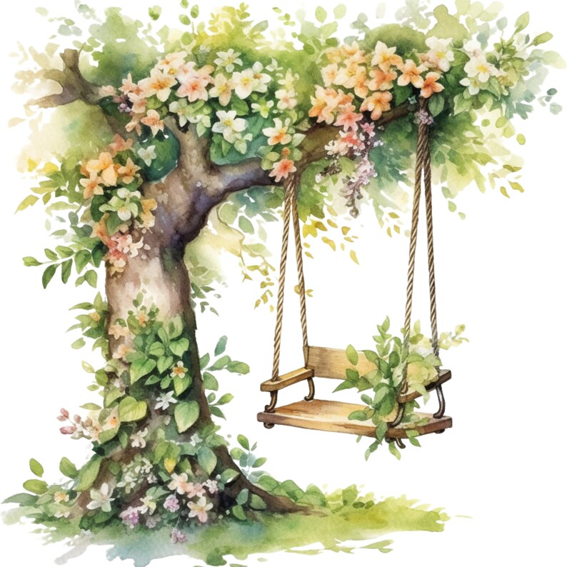 Tree Swing Clipart Set PNG Transparent Background Instant - Etsy