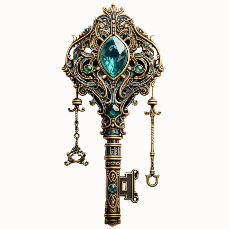 Ornate Key Clipart Bundle, Intricate Key PNG Clipart Illustrations, for ...