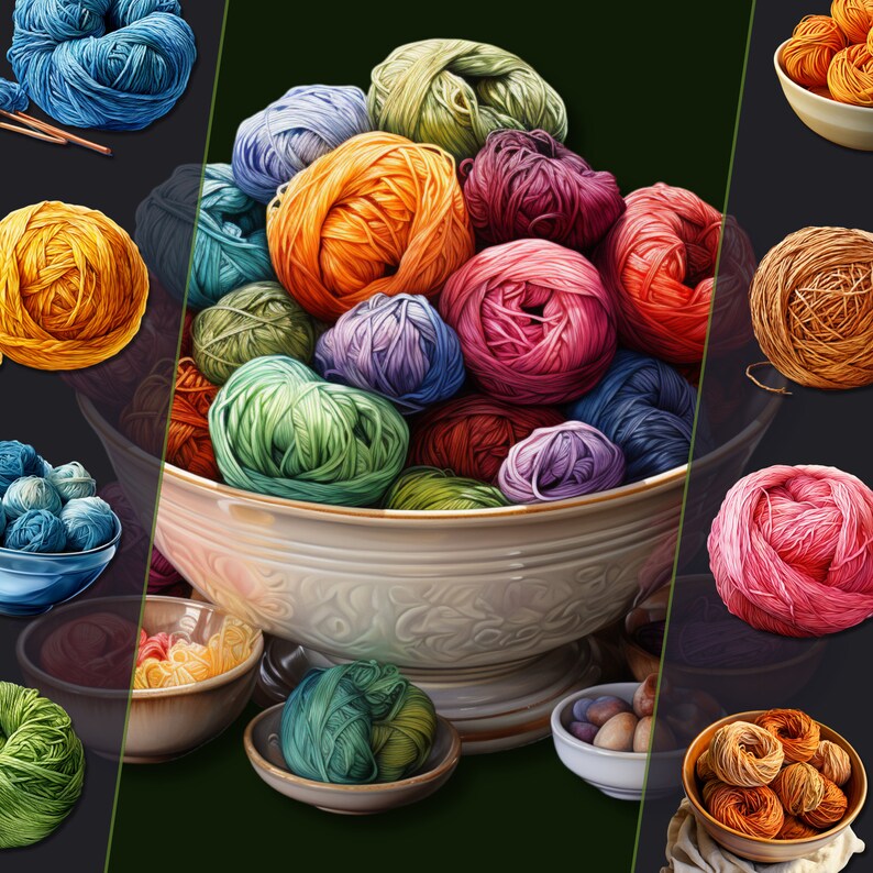 Yarn Clipart Bunde, PNG Format, 400dpi,great for Artistic Creations ...