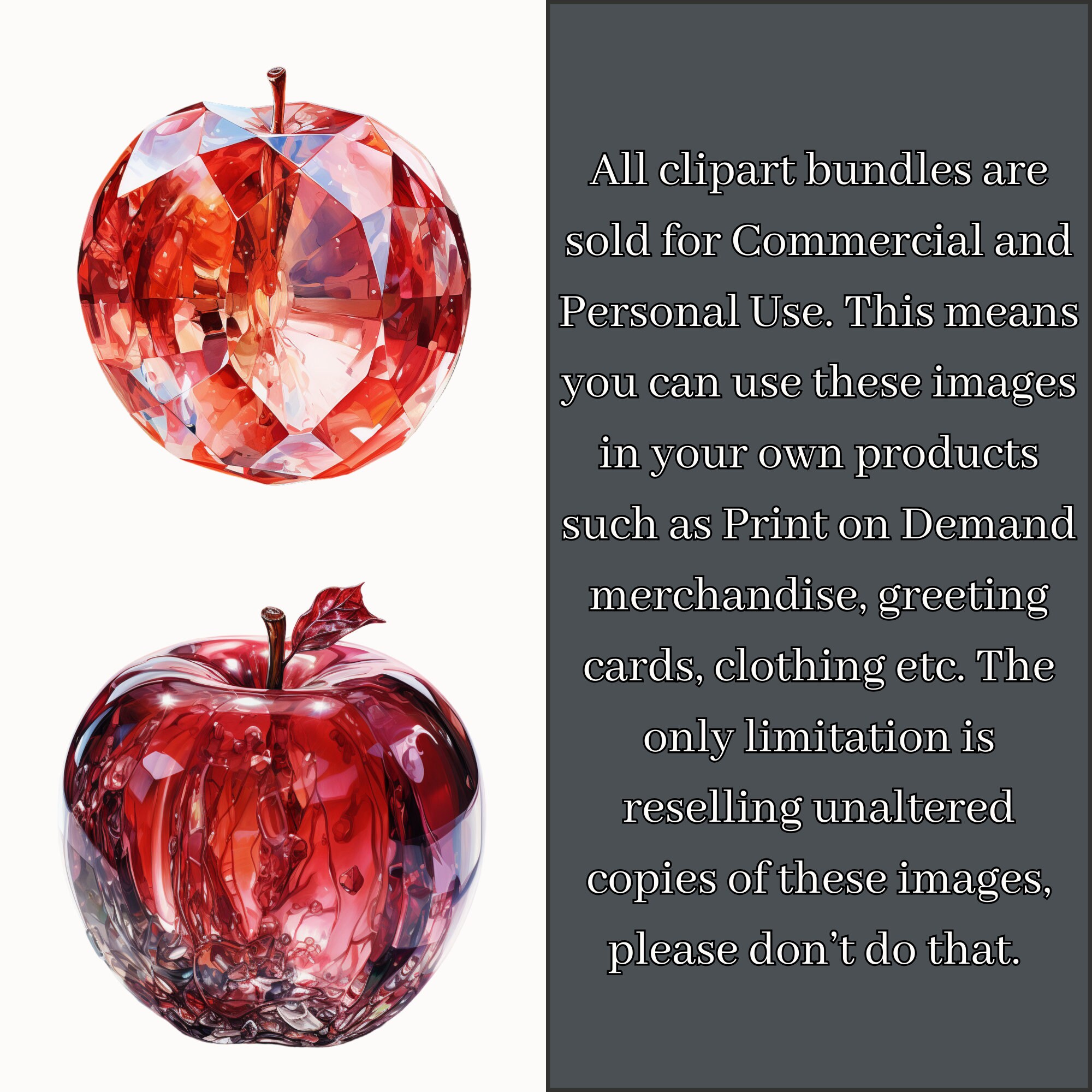 Crystal Apple Clipart Bundle, PNG, Ideal for Digital Art, Junk Journals ...