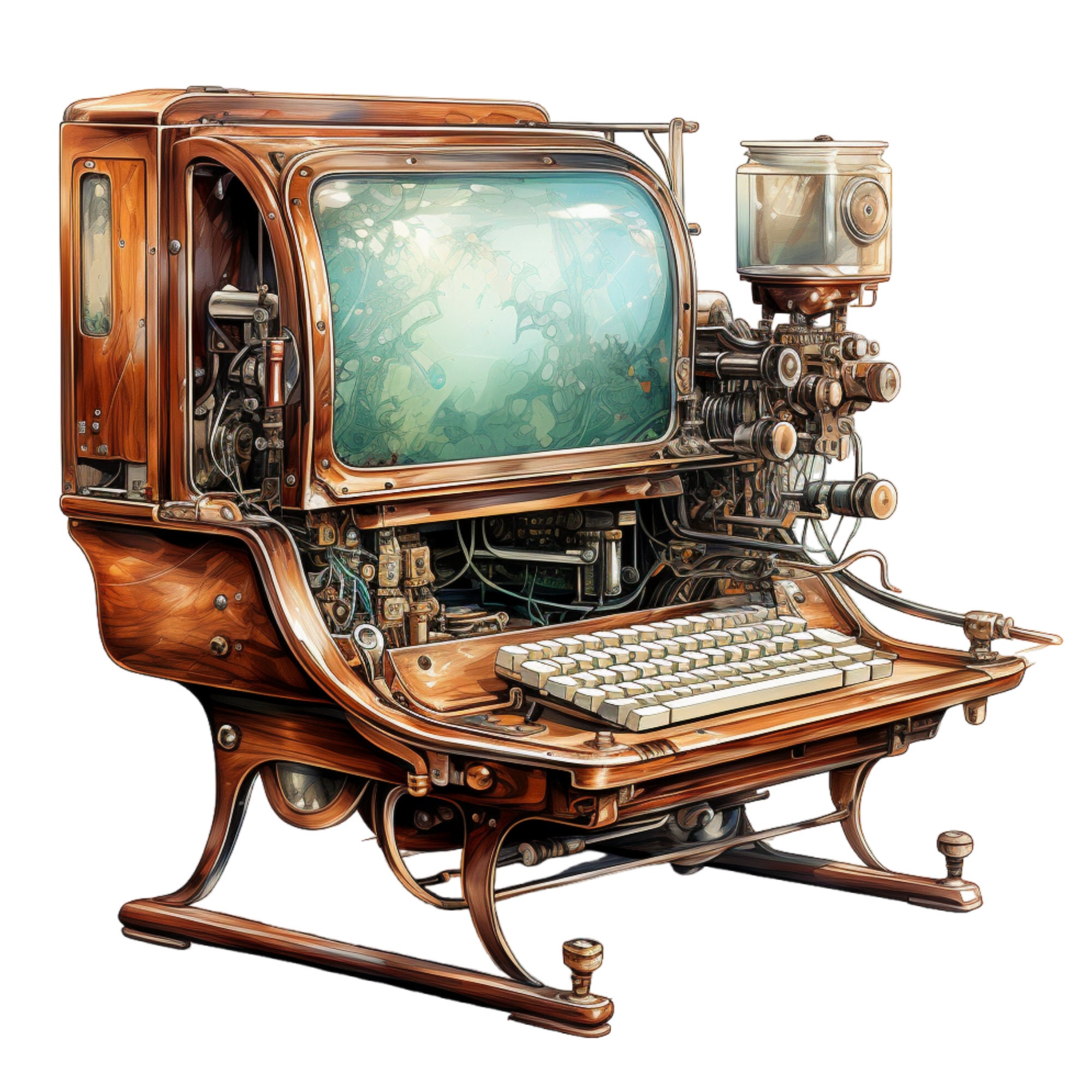 Steampunk Tech Clipart Bundle, Vintage Mechanism PNG Clipart, for ...