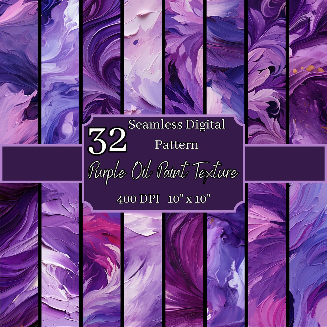Purple Oil Paint Texture Seamless Patterns Bundle High-resolution 400 ...