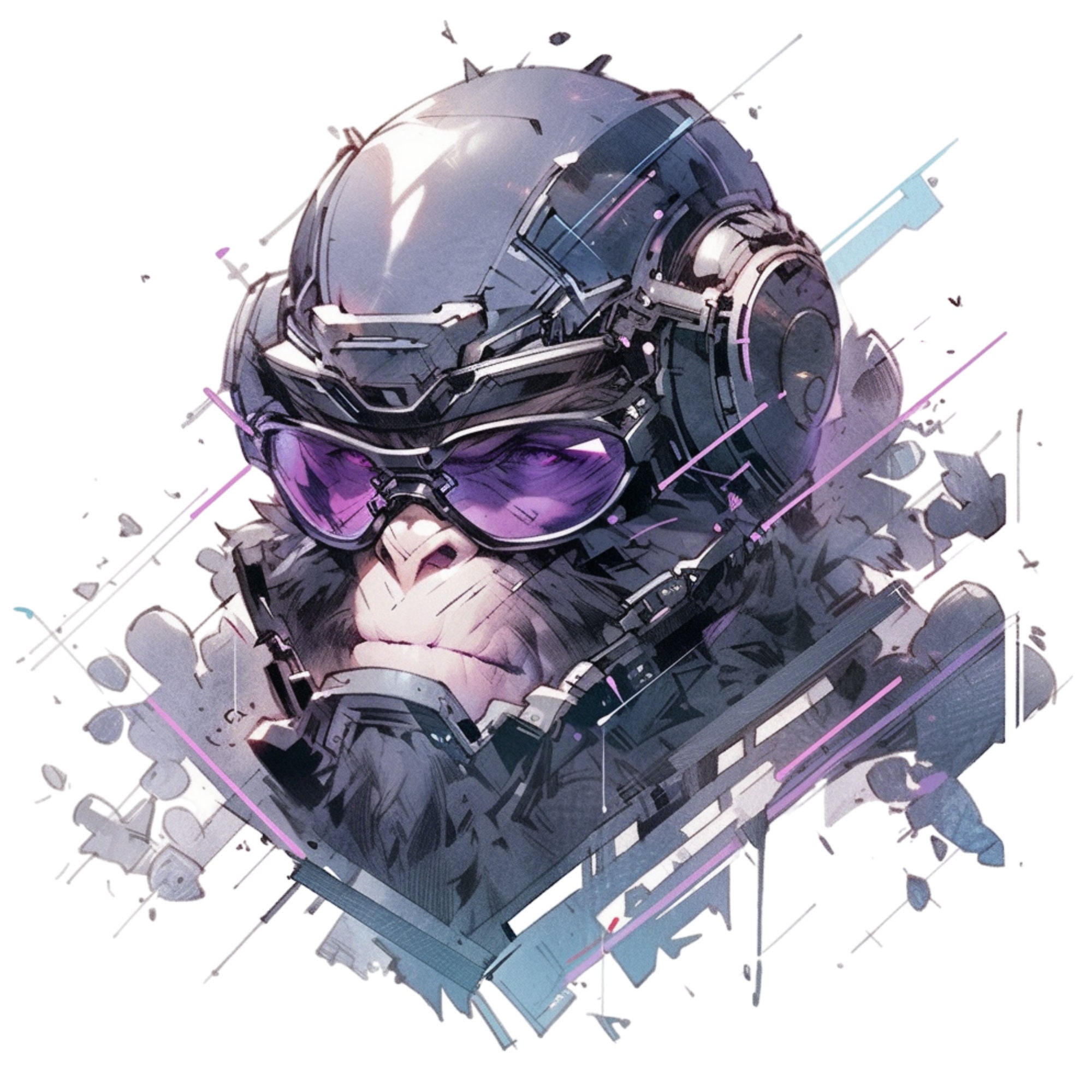 Cyberpunk Chimpanzee Clipart Bundle, PNG, for Digital Art, Junk Journal ...