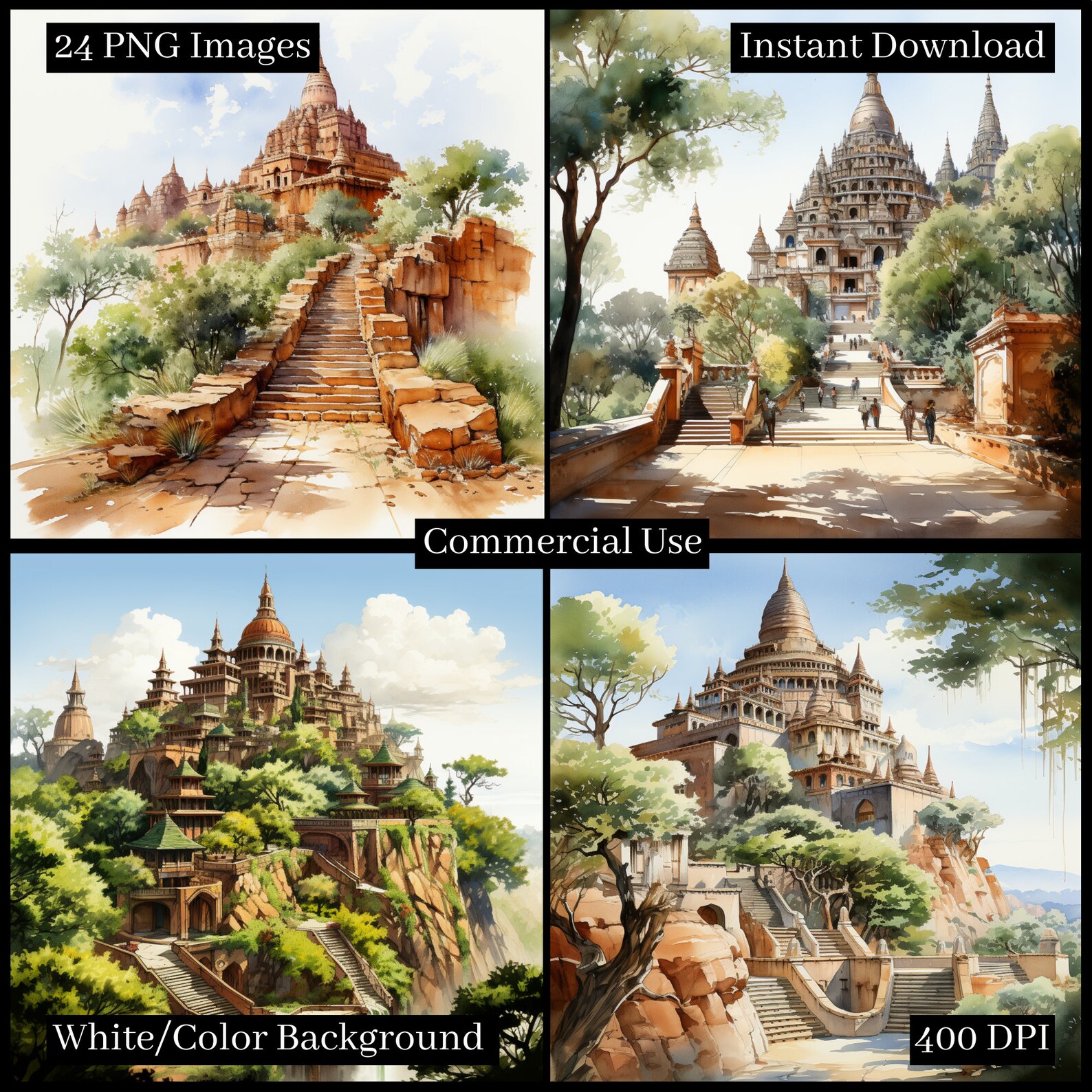 Bagan Myanmar Clipart Bundle PNG Format for Personal & - Etsy