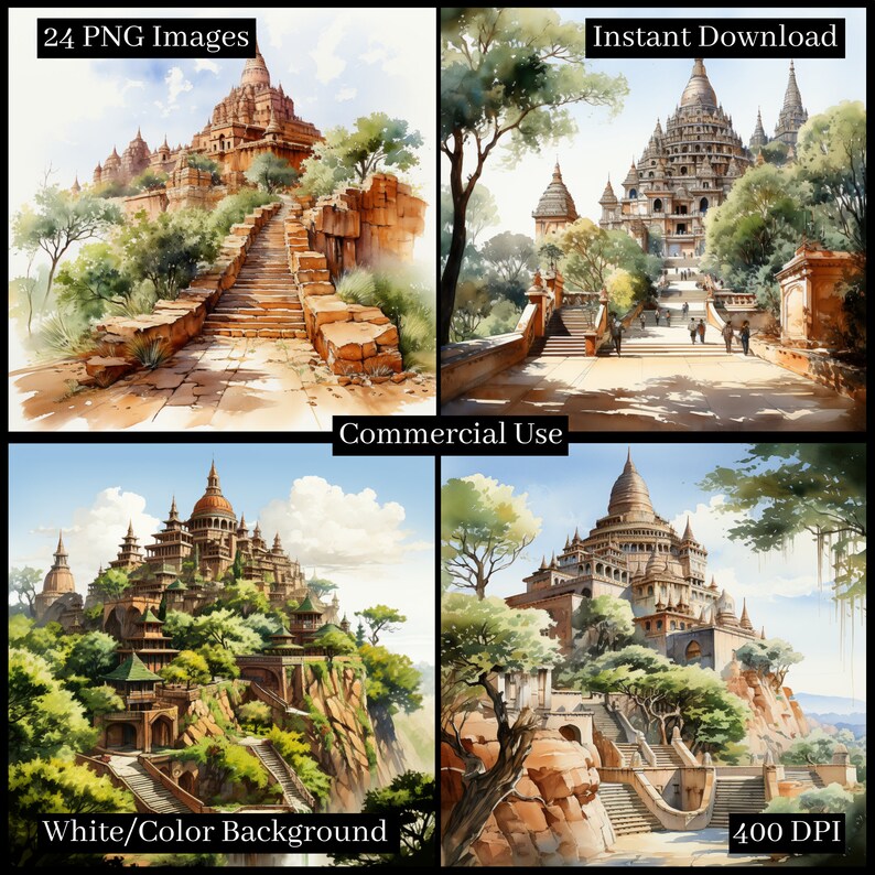 Bagan Myanmar Clipart Bundle PNG Format for Personal & - Etsy