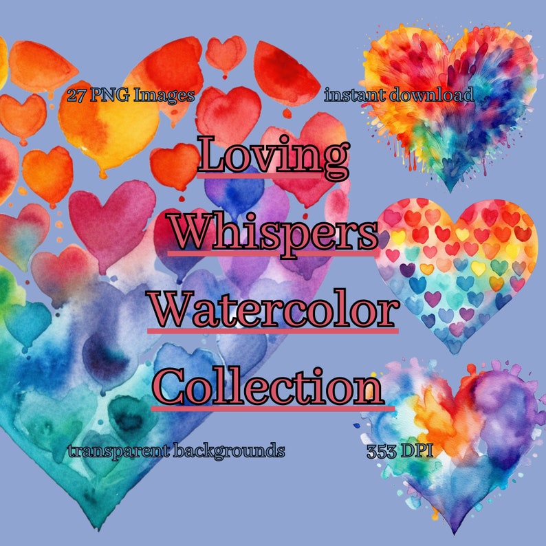 Heart Clipart in Loving Whispers Watercolor Collection Romantic Heart ...