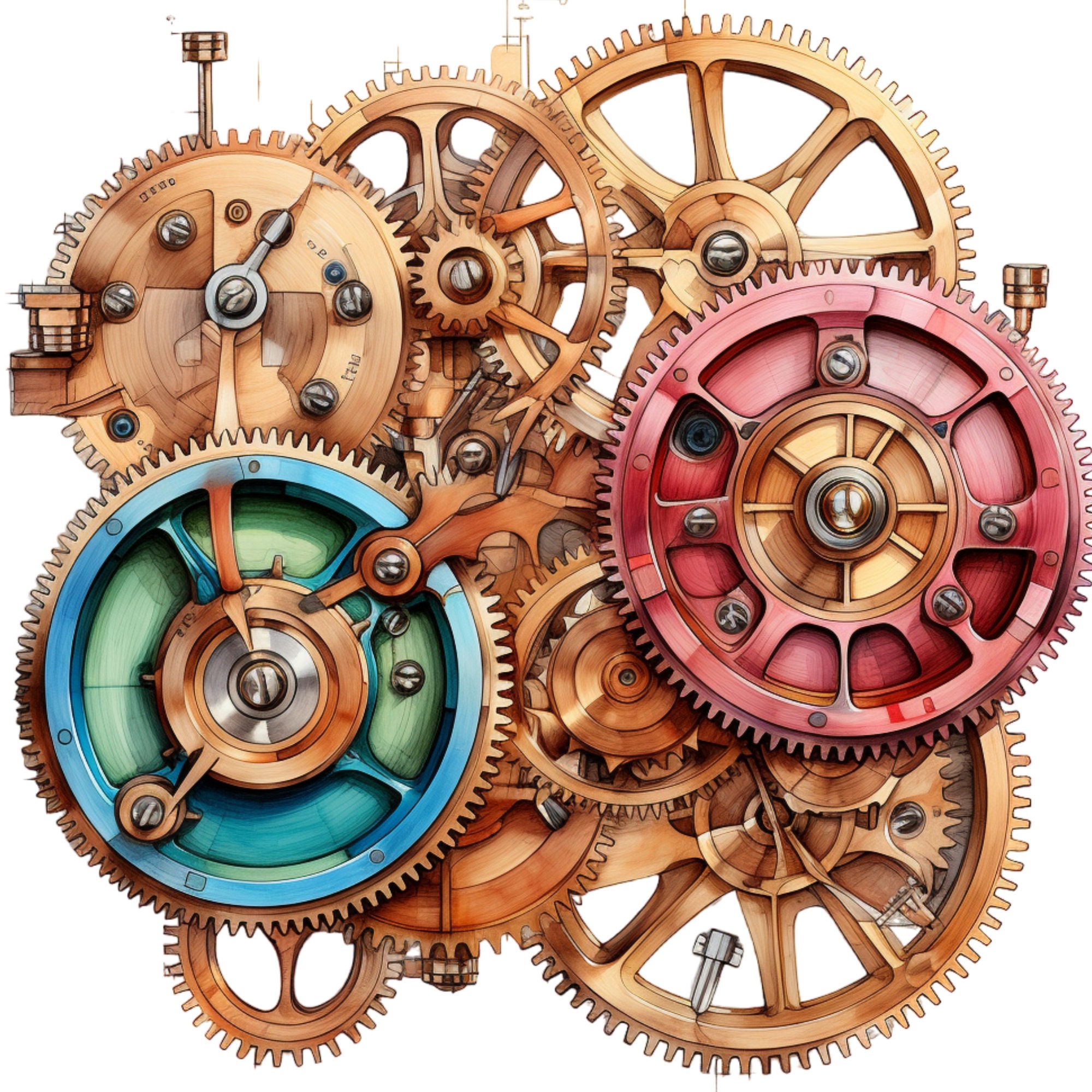Steampunk Cogs and Gears Clipart Bundle Vintage Gear Illustrations, PNG ...