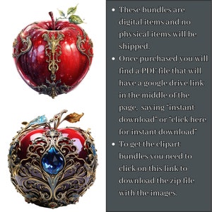 Magic Apple Clipart Bundle, Ornate Enchanted Fruit Designs ,PNG Format ...