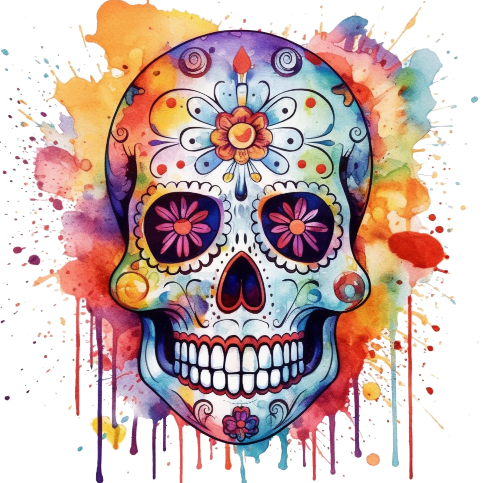 Sugar Skulls Clipart Bundle High-resolution PNG Files, Instant Download ...