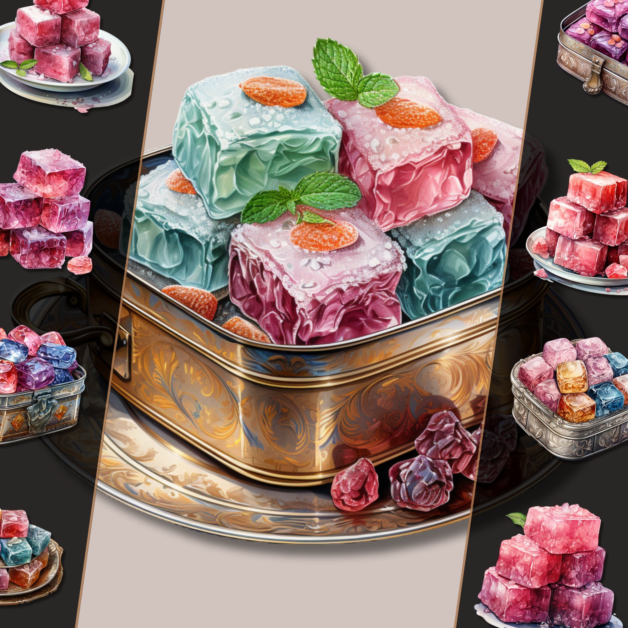Turkish Delight Clipart Bundle Transparent Background - Etsy