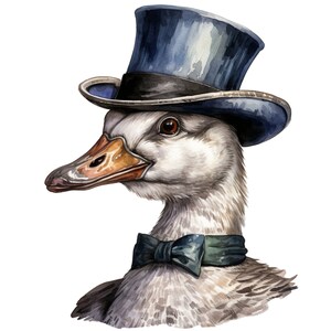 Goose Wearing a Top Hat Clipart Bundle, PNG Format, Junk Journals and ...