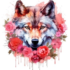 Rose Wolf Clipart Bundle - High-resolution PNG Files, Instant Download ...