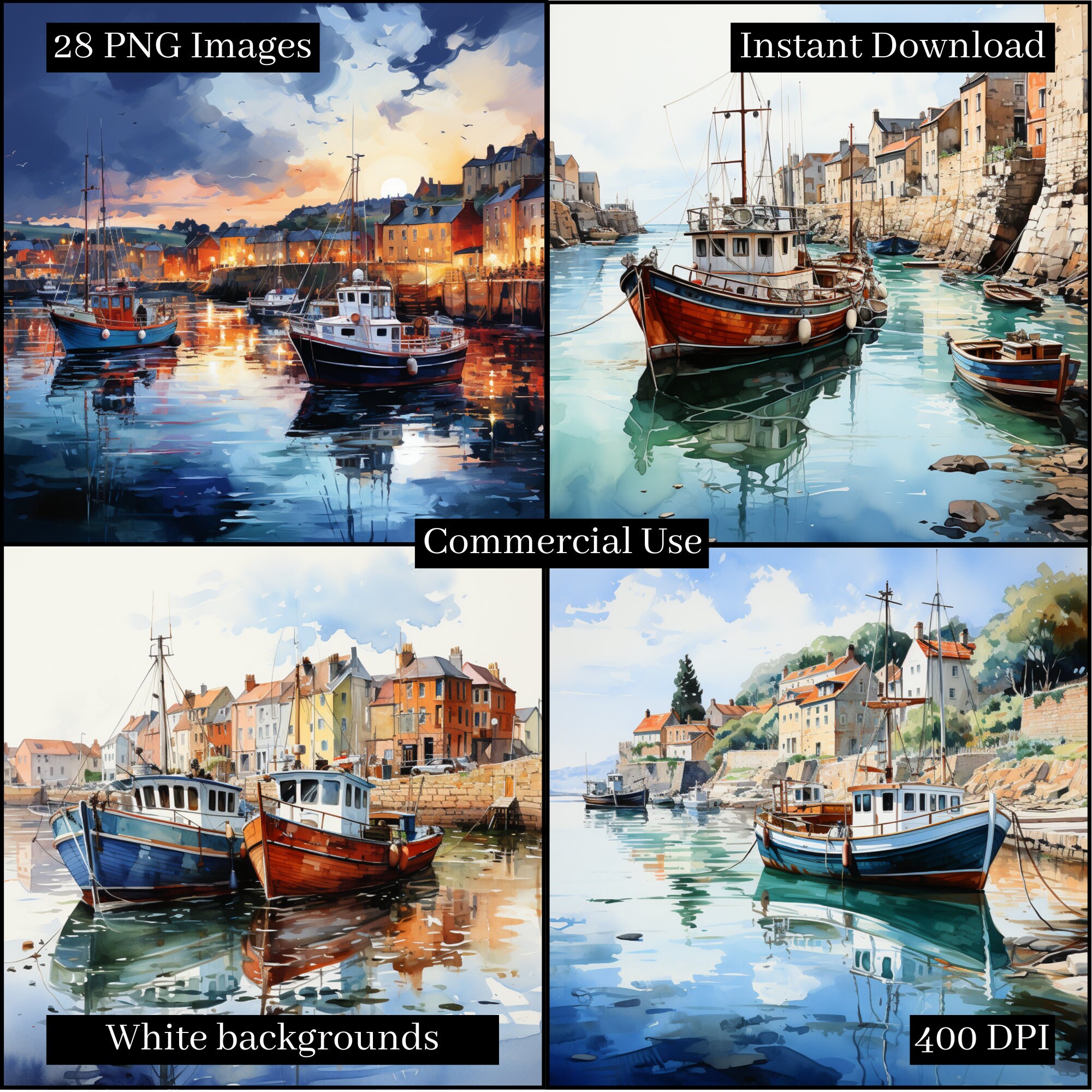 British Harbor Clipart Bundle PNG Files Personal and - Etsy