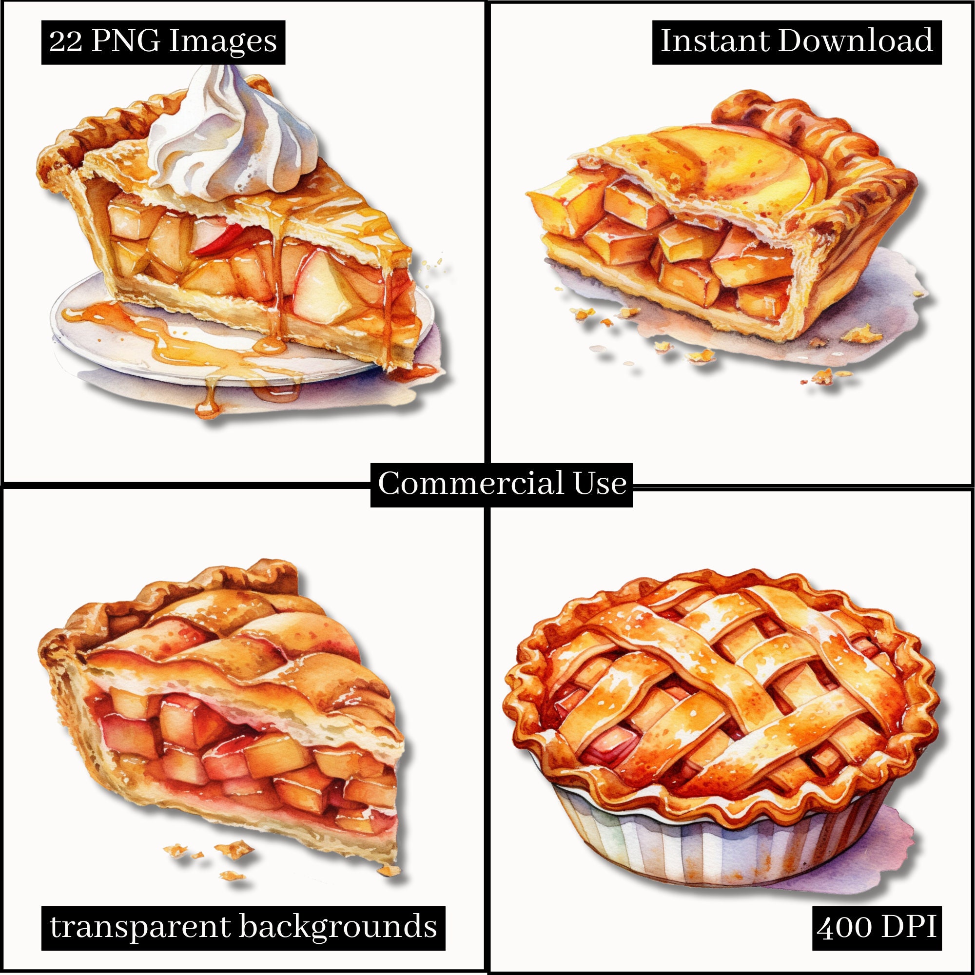 Apple Pie Clipart Collection PNG Graphics for DIY Projects - Etsy
