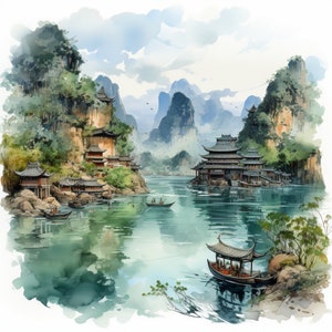 Guilin Scenery Clipart Bundle, PNG Format, Artistic Creations, Junk ...