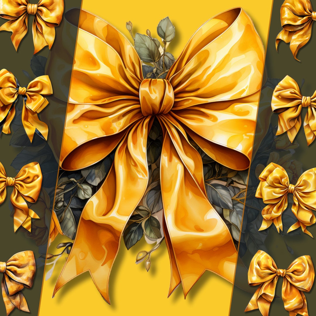 Yellow Bow Clipart Bundle – PNG Format for Personal & Commercial Use ...