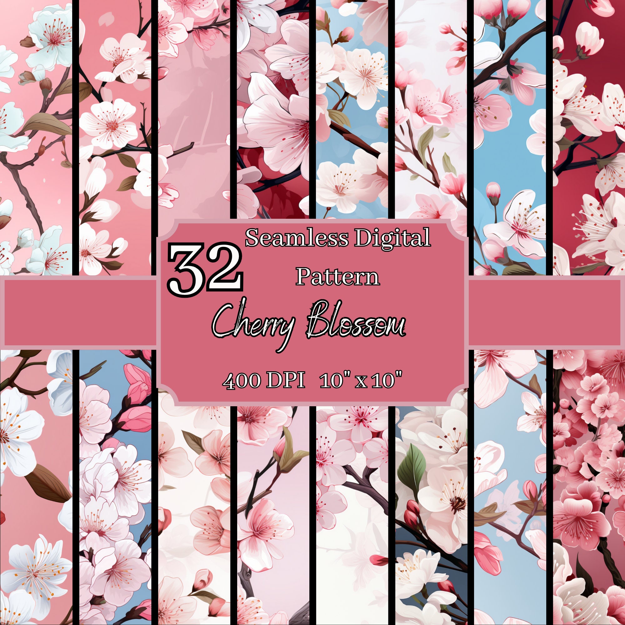 Cherry Blossom Seamless Patterns Bundle Delicate 400 DPI - Etsy