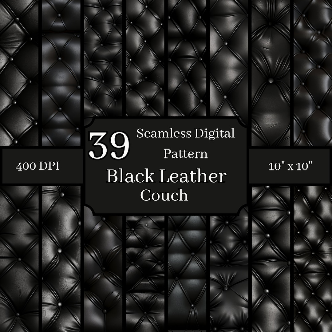 Black Leather Couch Seamless Patterns Bundle, High-resolution 400 DPI ...