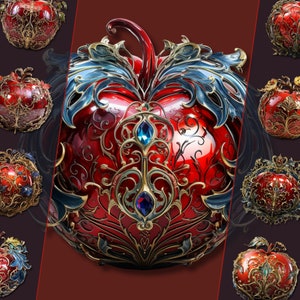 Magic Apple Clipart Bundle, Ornate Enchanted Fruit Designs ,PNG Format ...