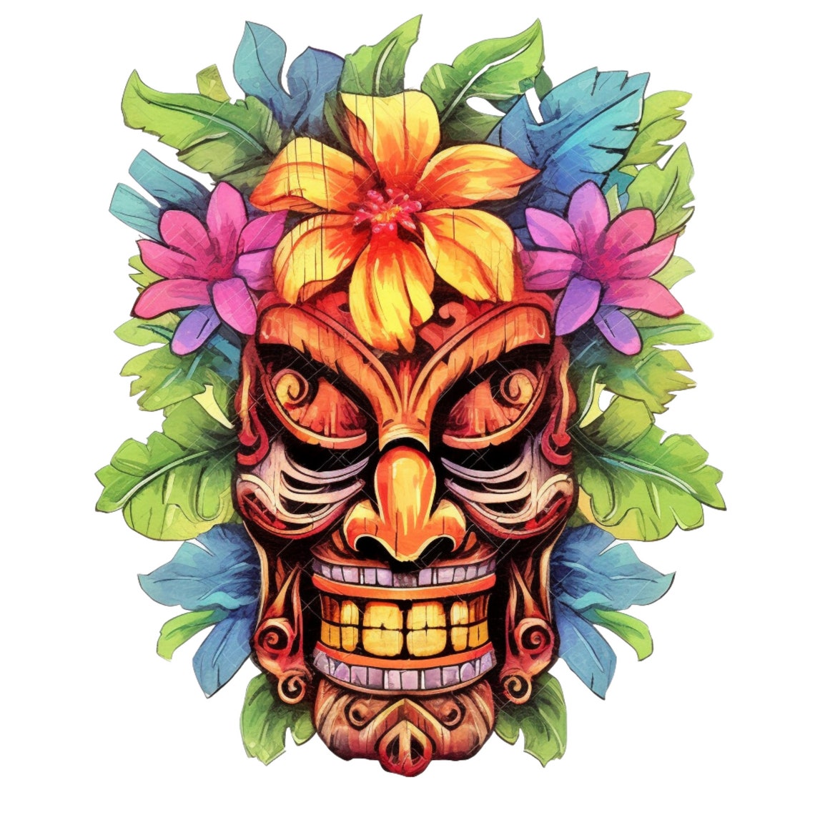 Tiki Mask Clipart Set PNG Tiki Mask Clipart Instant Download - Etsy