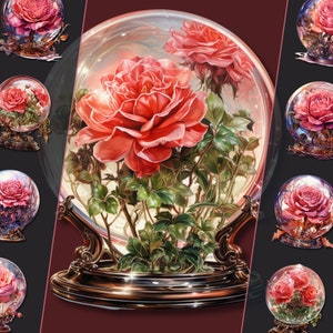 Magical Rose in Crystal Ball PNG Clipart Bundle – for Personal ...