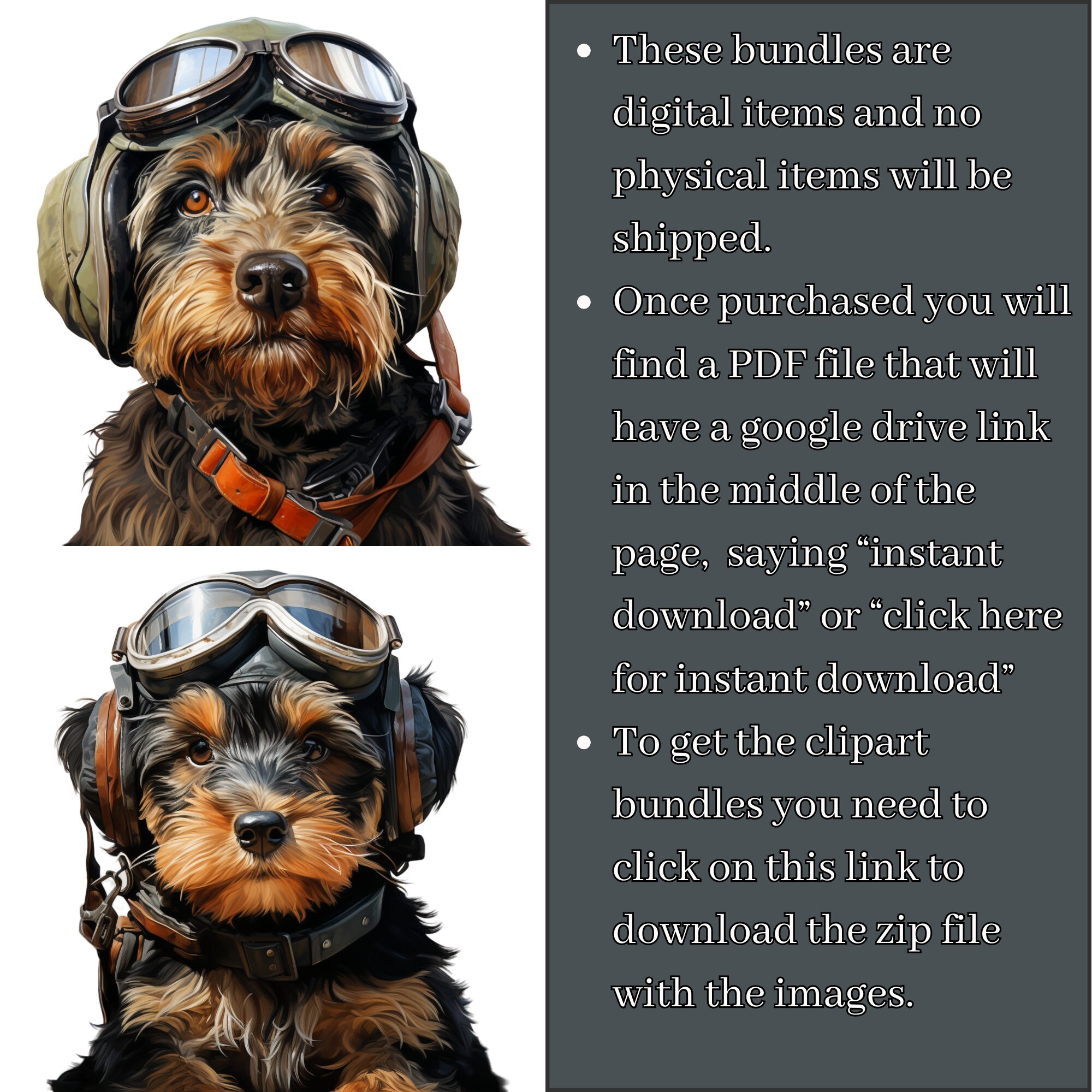 Puppy Pilot Dog Clipart Bundle, PNG, Ideal for Digital Art, Junk ...