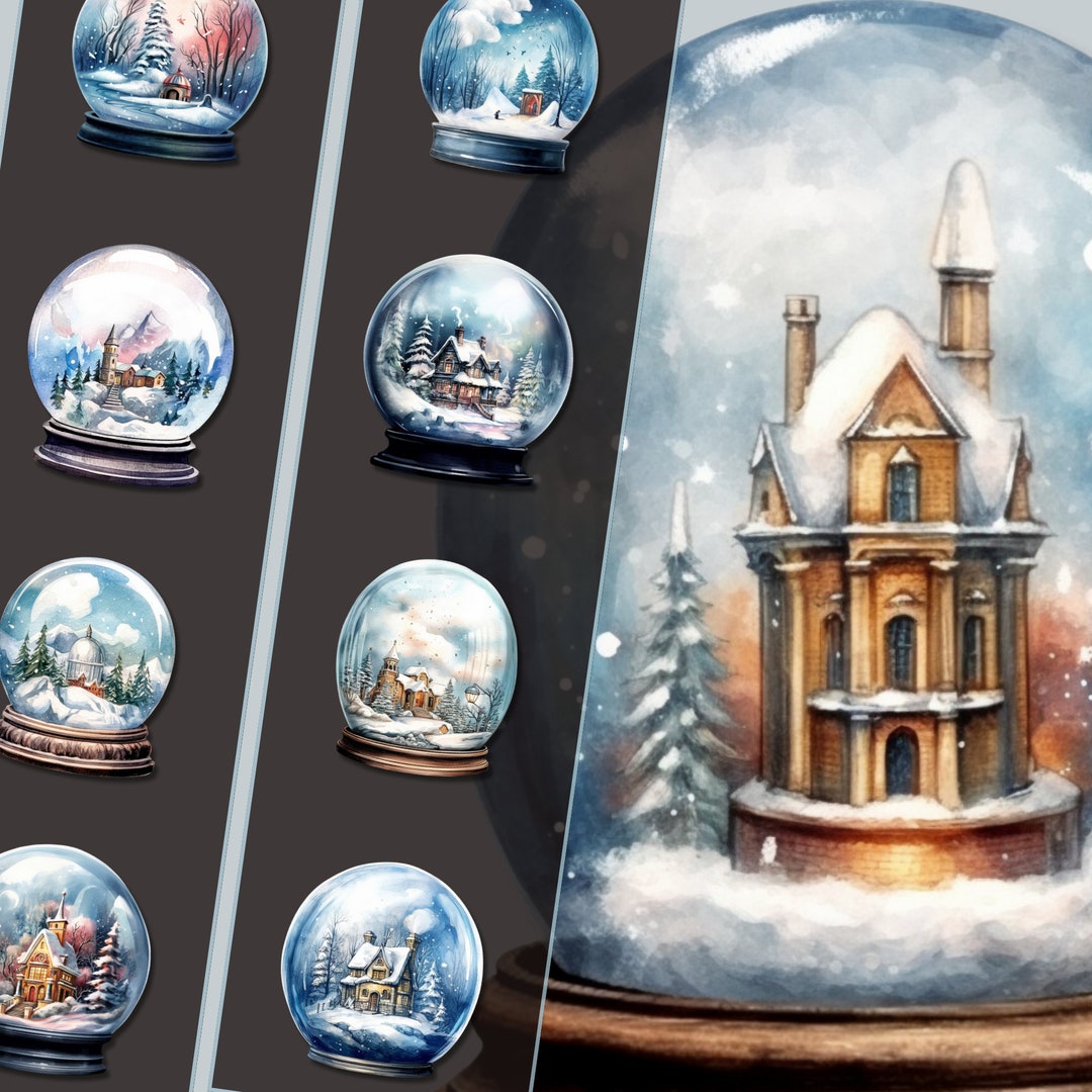 Snow Globe Clipart Bundle - High-resolution PNG Files, Instant Download ...