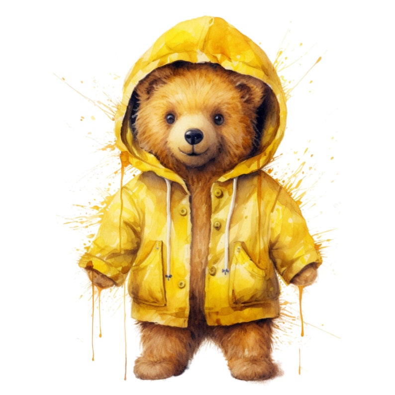 Teddy Bear in Yellow Raincoat Clipart High-resolution PNG - Etsy