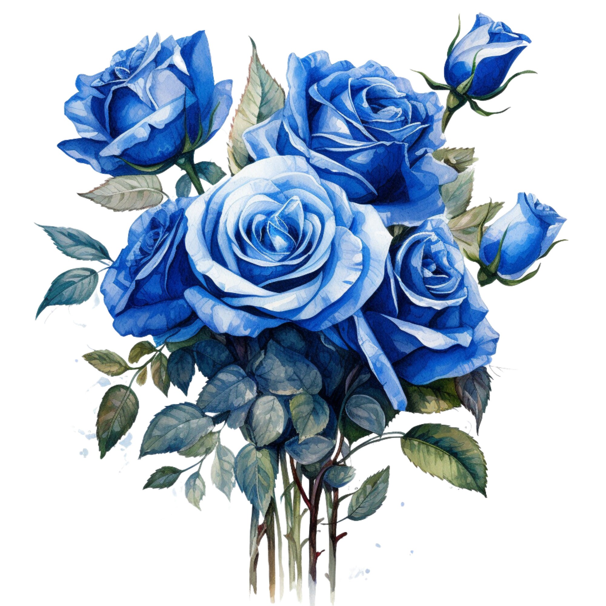 Blue Rose Clipart Bundle High-resolution PNG Files Instant - Etsy