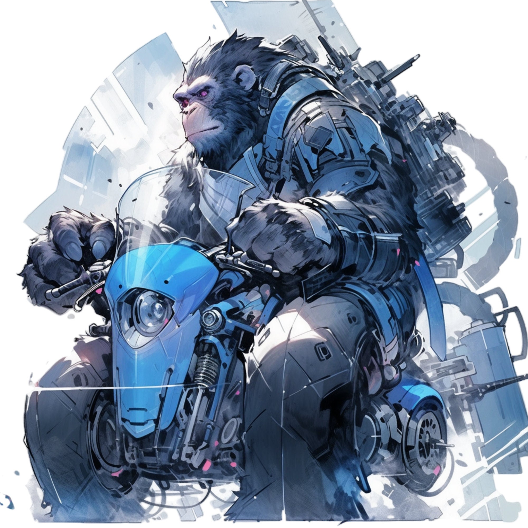 Cyberpunk Chimpanzee Clipart Bundle, PNG, for Digital Art, Junk Journal ...