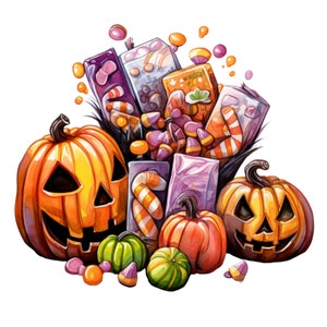 Cute Cartoon Halloween Candy Clipart Bundle, PNG, for Digital Art ...