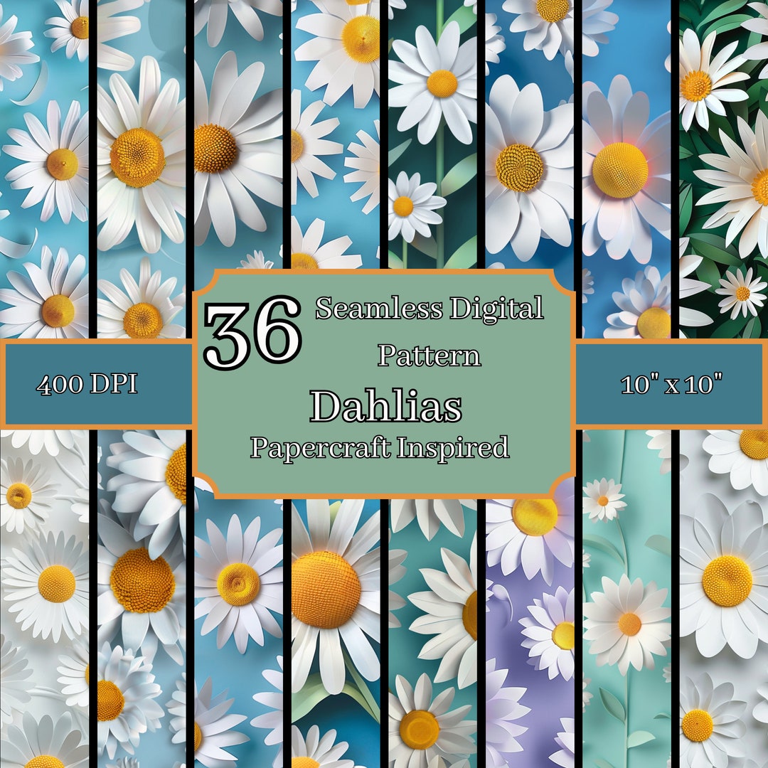 Daisies Papercraft Inspired Seamless Patterns Bundle, High-resolution ...
