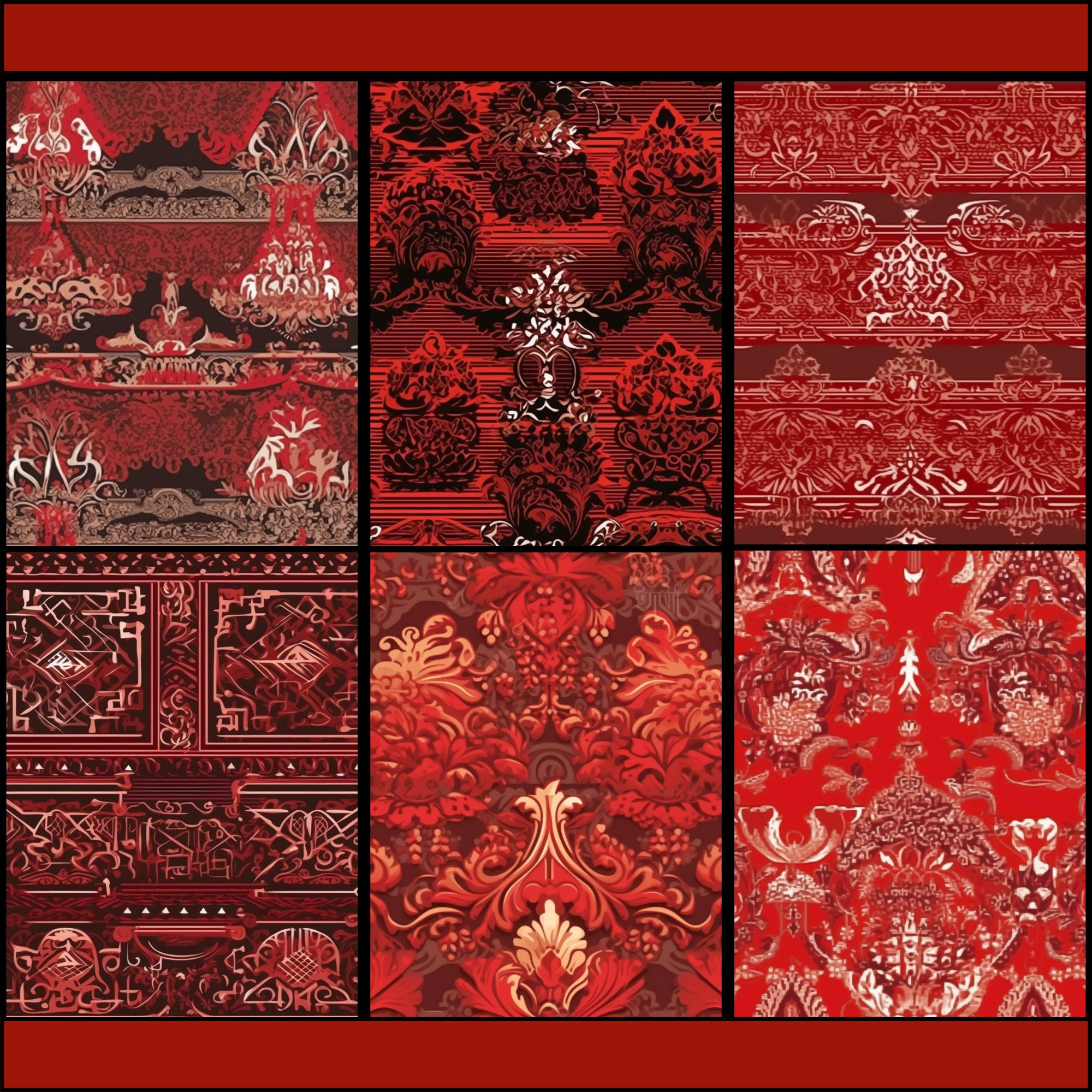 Red Luxury Pixel Art Seamless Patterns Bundle, High-resolution 400 DPI ...