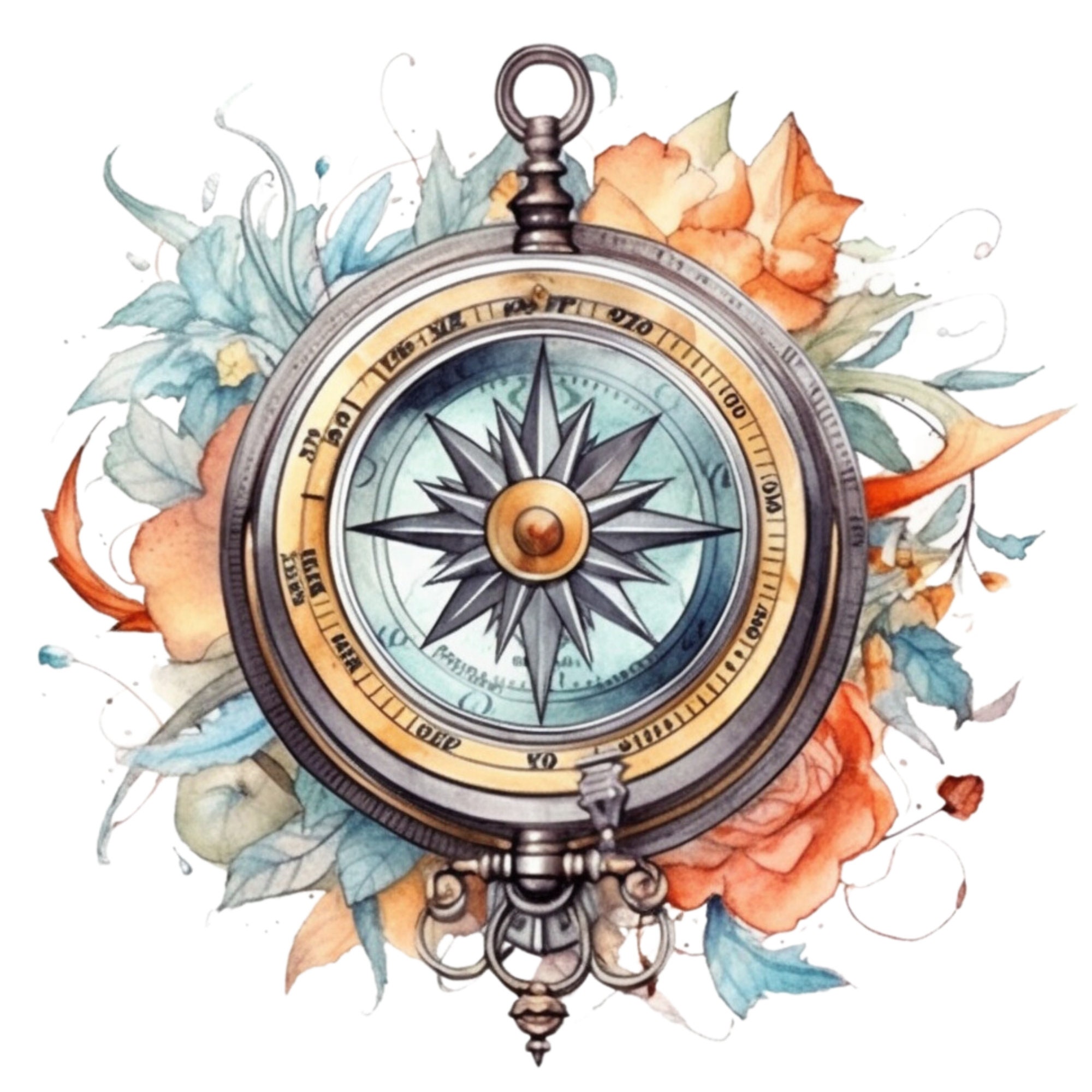 Floral Compass Clipart Bundle High-resolution PNG Files - Etsy