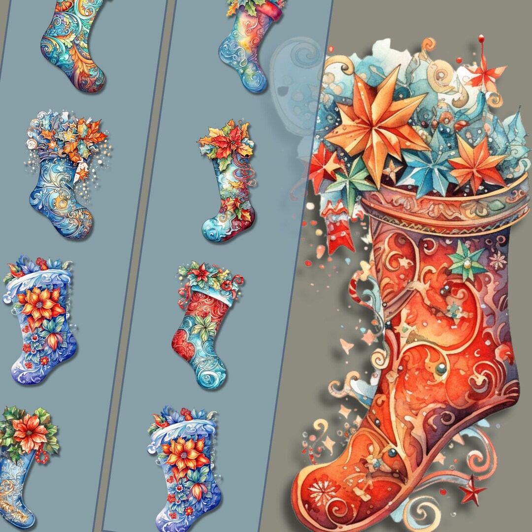 Christmas Stocking Clipart Collection PNG Graphics, Perfect for DIY ...