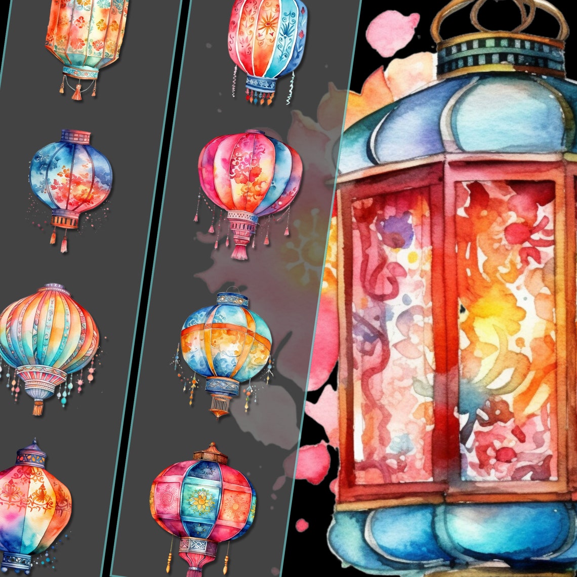 Paper Lantern Clipart Collection PNG Graphics Perfect for DIY Projects ...