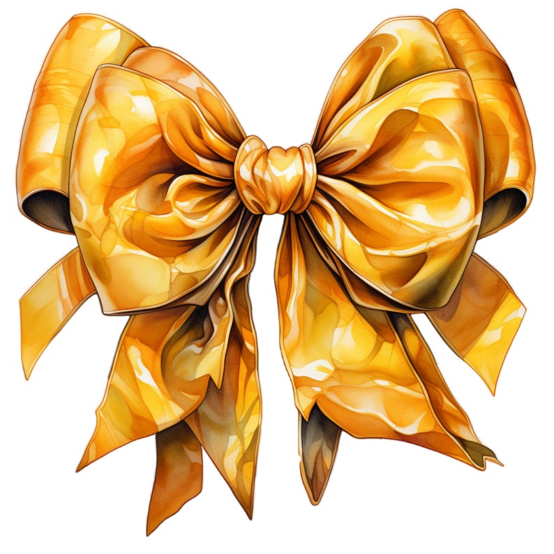 Yellow Bow Clipart Bundle PNG Format for Personal & - Etsy