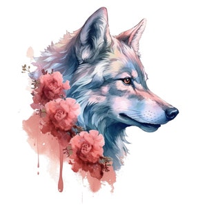 Rose Wolf Clipart Bundle - High-resolution PNG Files, Instant Download ...