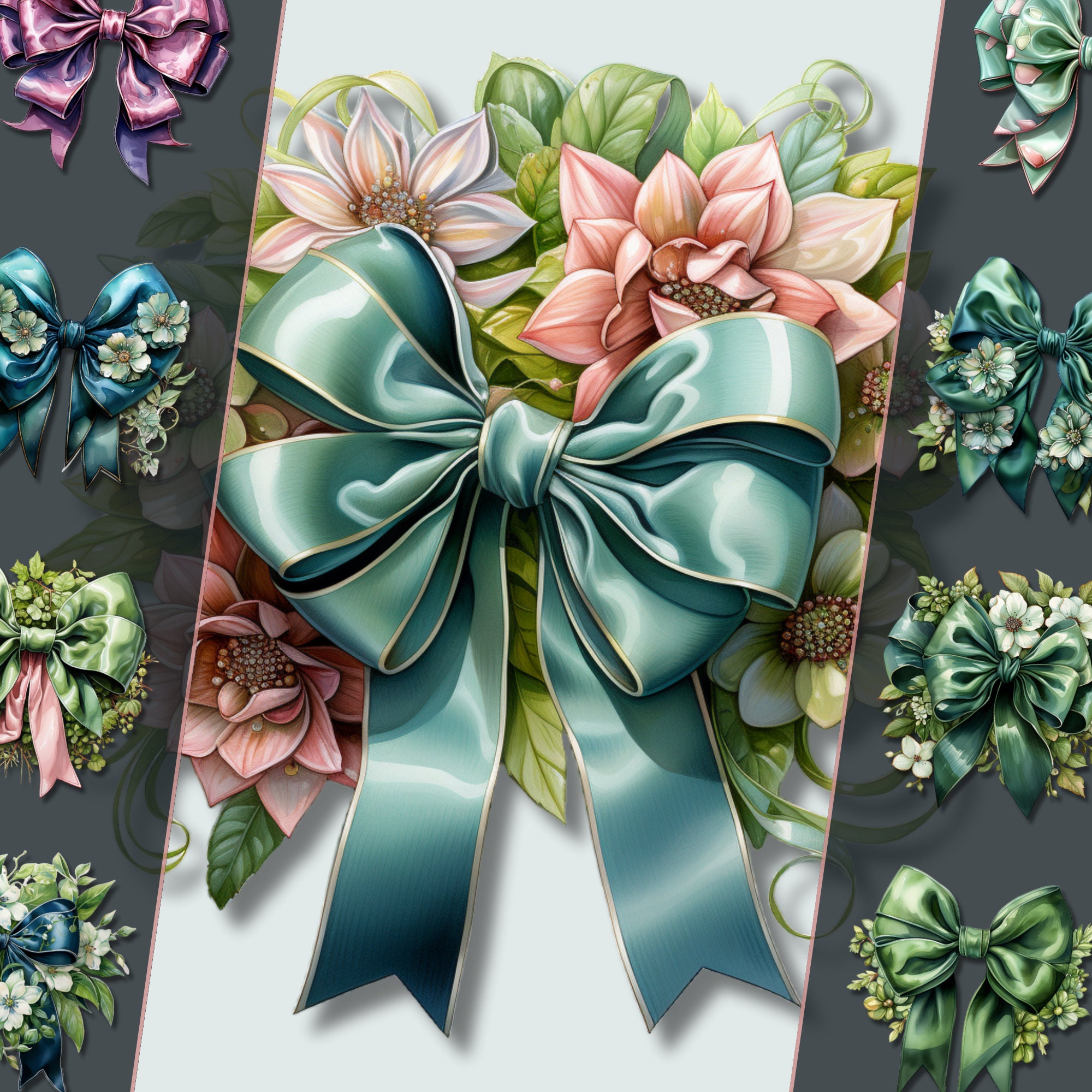 Spring Bow PNG Clipart Bundle for Personal & Commercial Use Ideal for ...