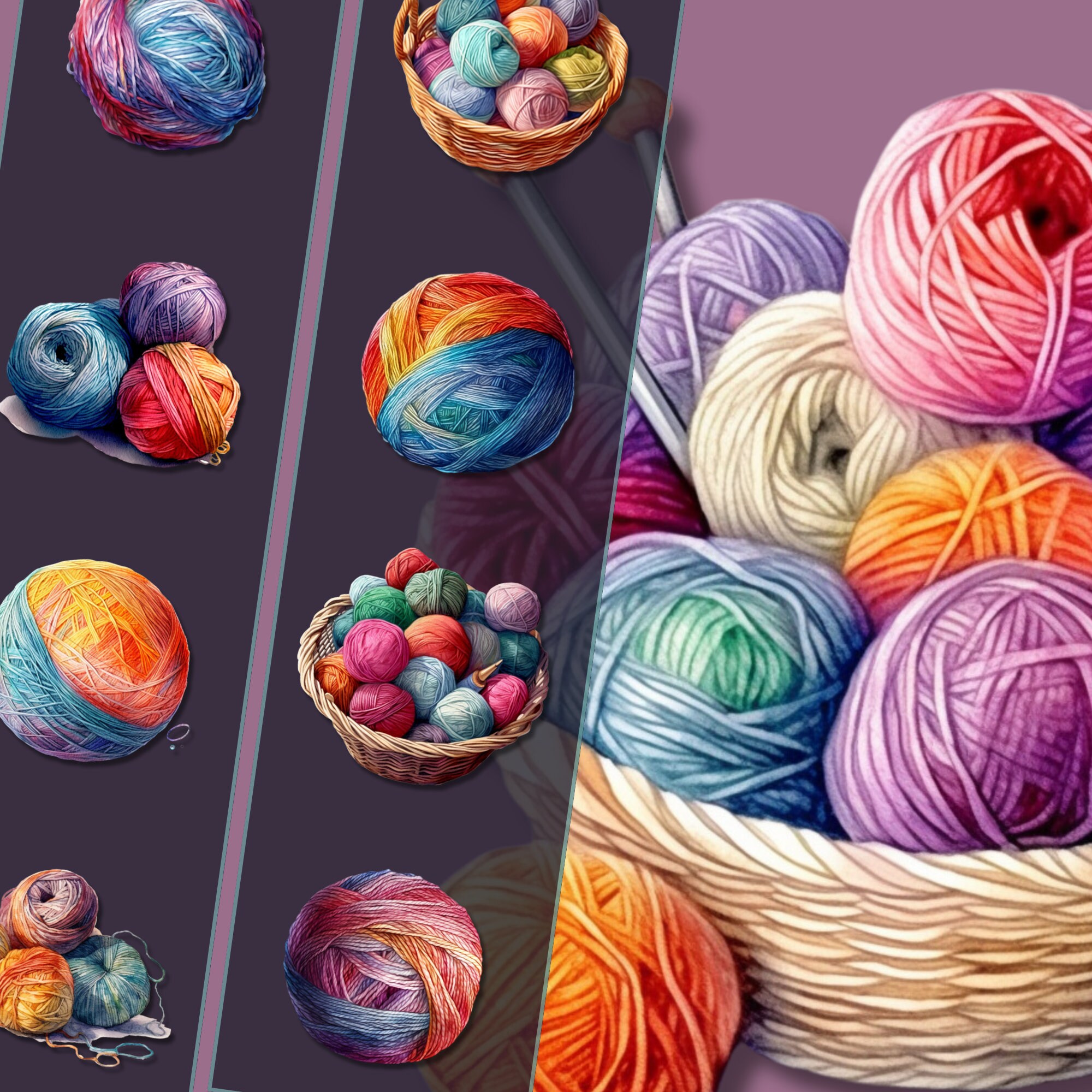 Yarn Clipart Bundle High-resolution PNG Files, Transparent Background ...