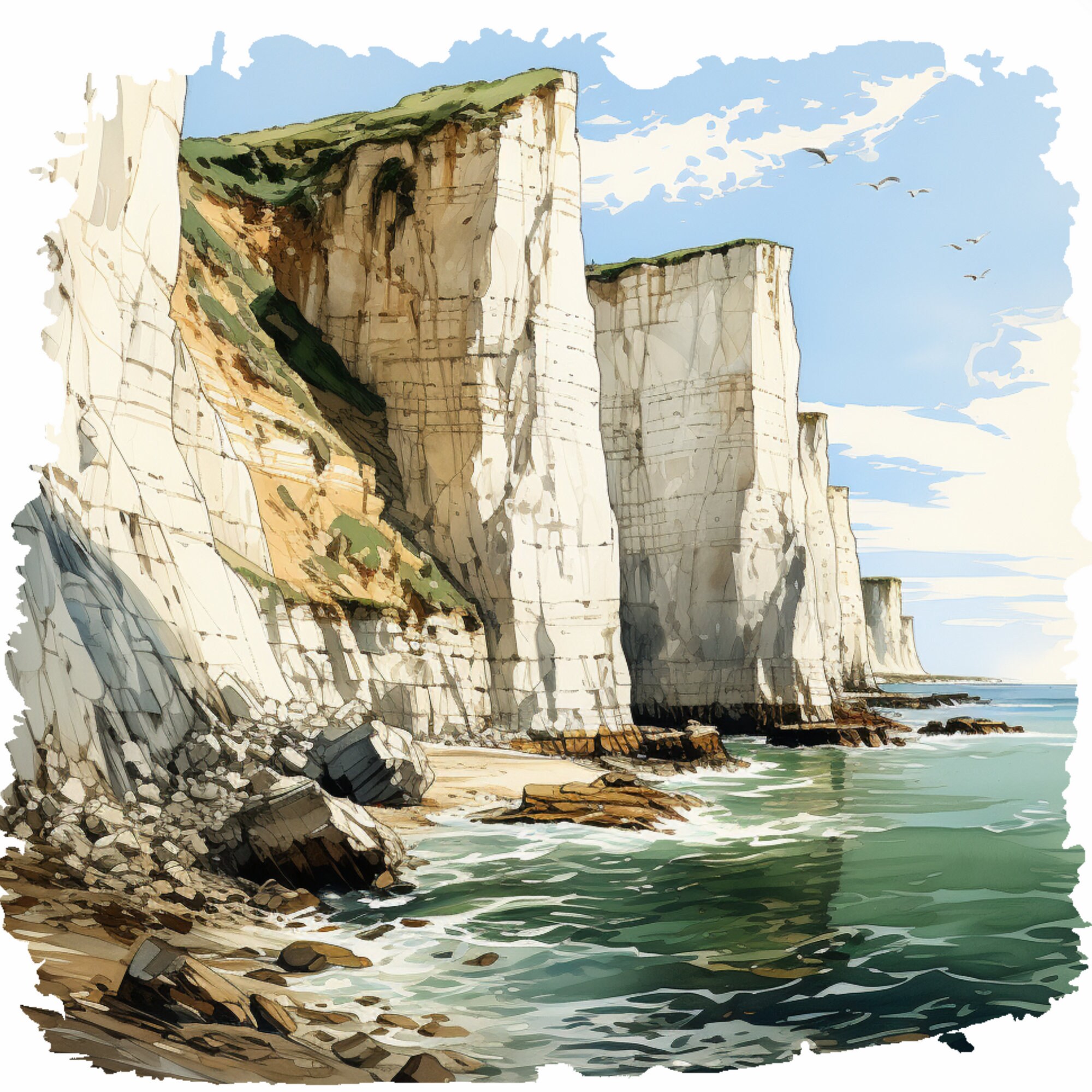 White Cliffs of Dover Clipart Bundle White Background - Etsy