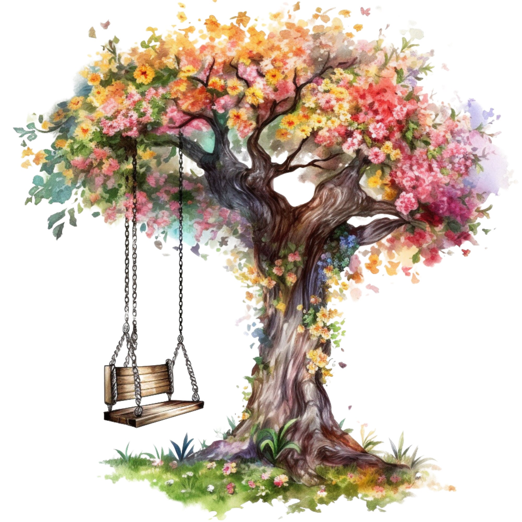 Tree Swing Clipart Set PNG Transparent Background Instant - Etsy