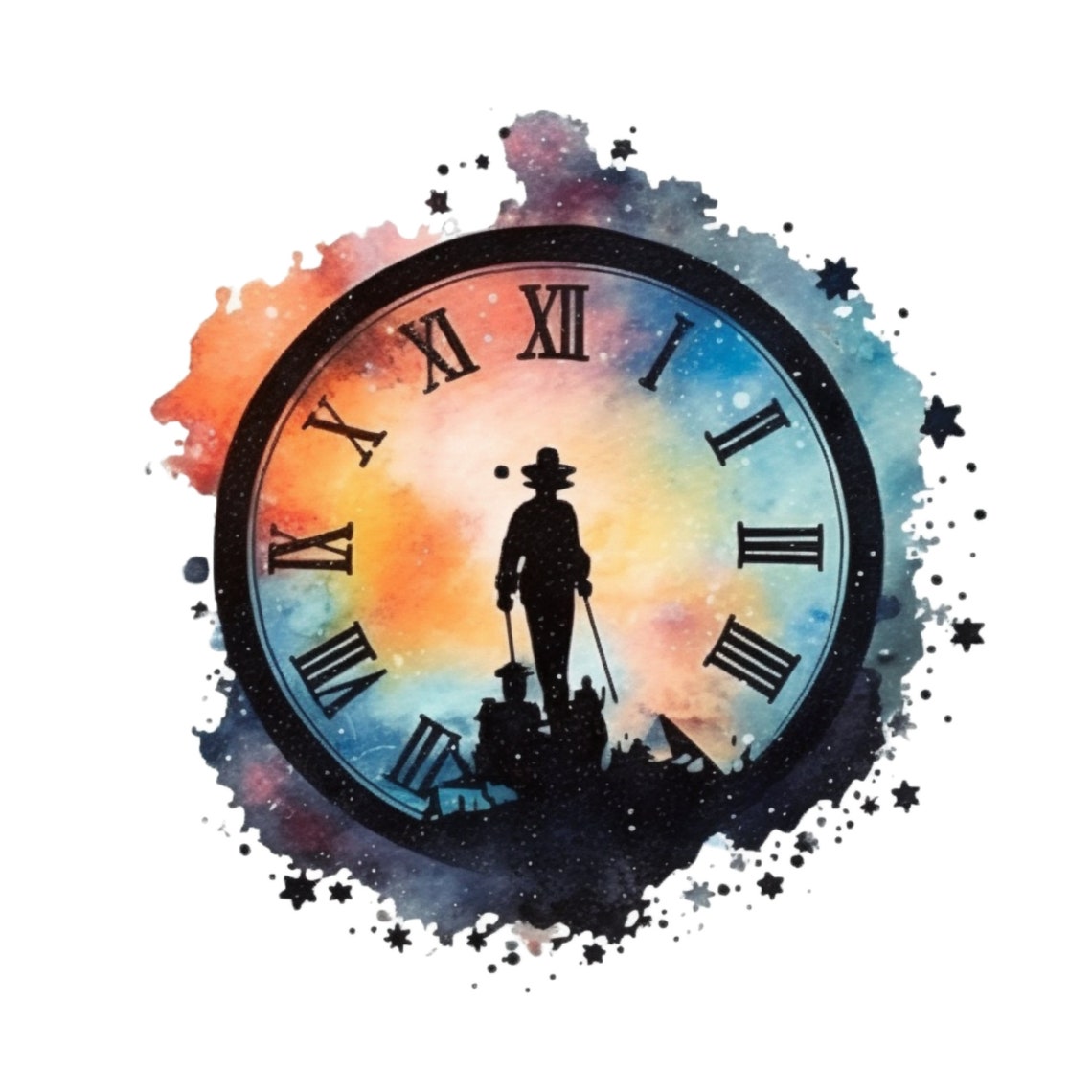 Galaxy Clock Clipart Bundle Cosmic Timepiece Illustrations - Etsy