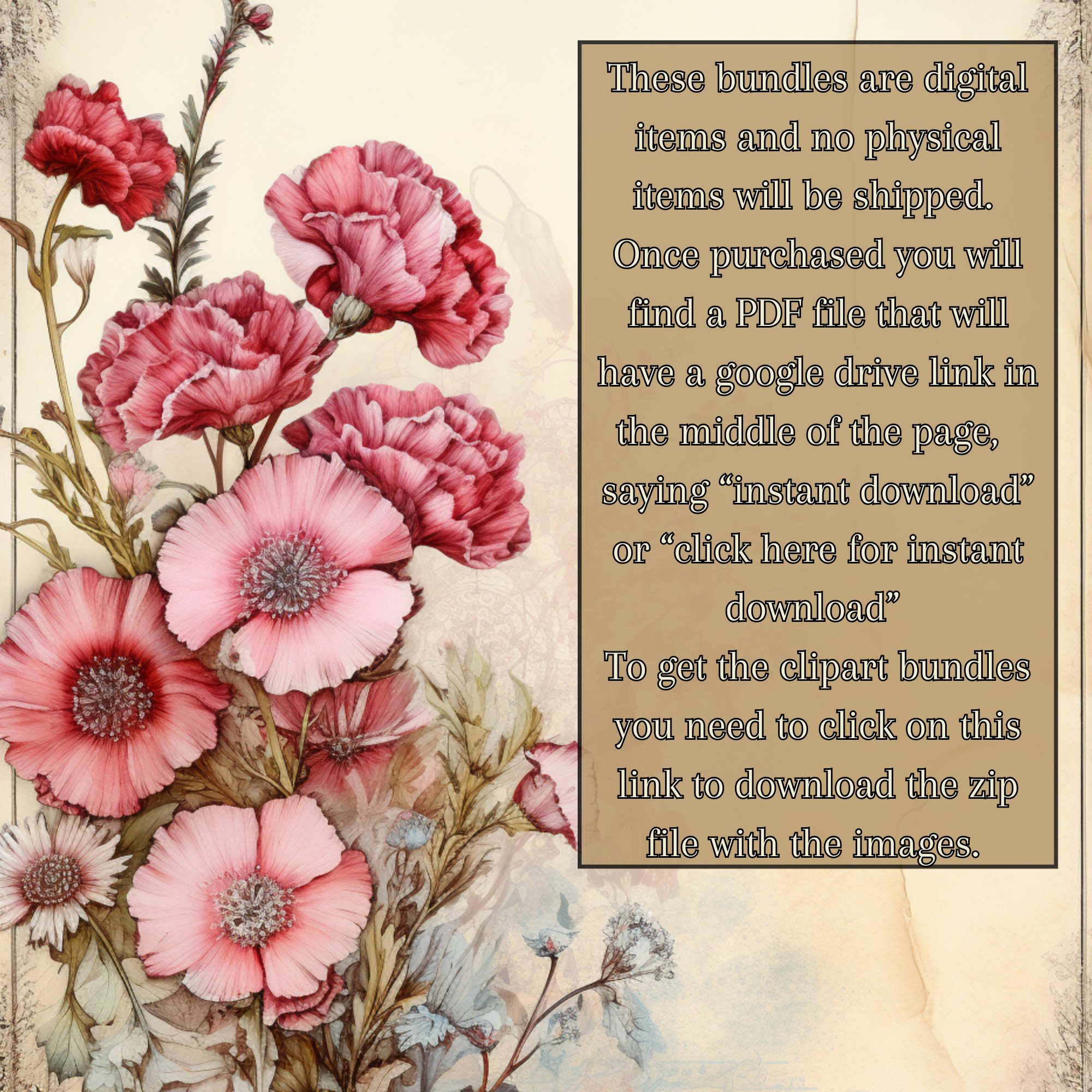 Carnation Junk Journal Pages Bundle 8.5x11 364 DPI - Etsy