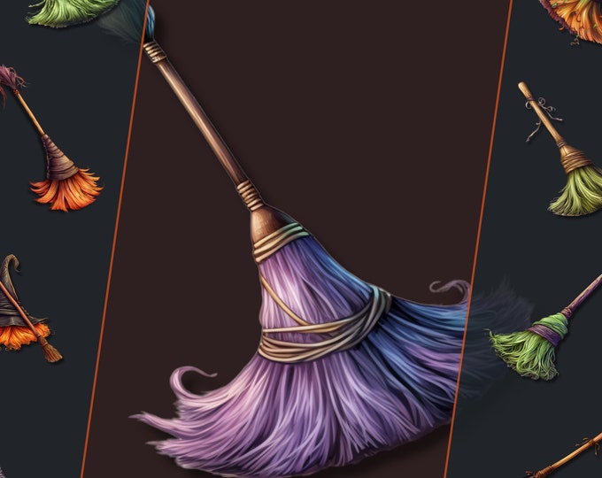 Halloween Broom Clipart, Watercolor Design,digital Download for Junk ...