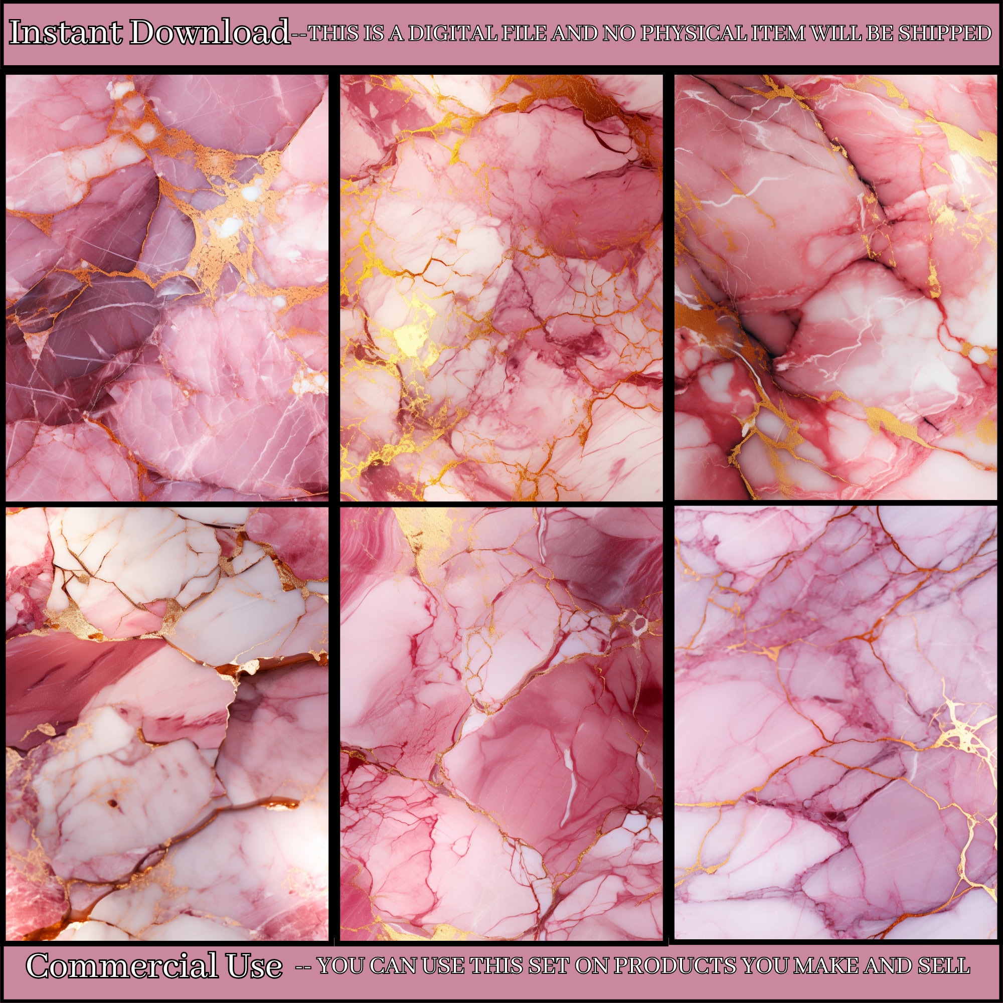 Gold and Pink Marble Seamless Patterns Bundle Chic 400 DPI - Etsy