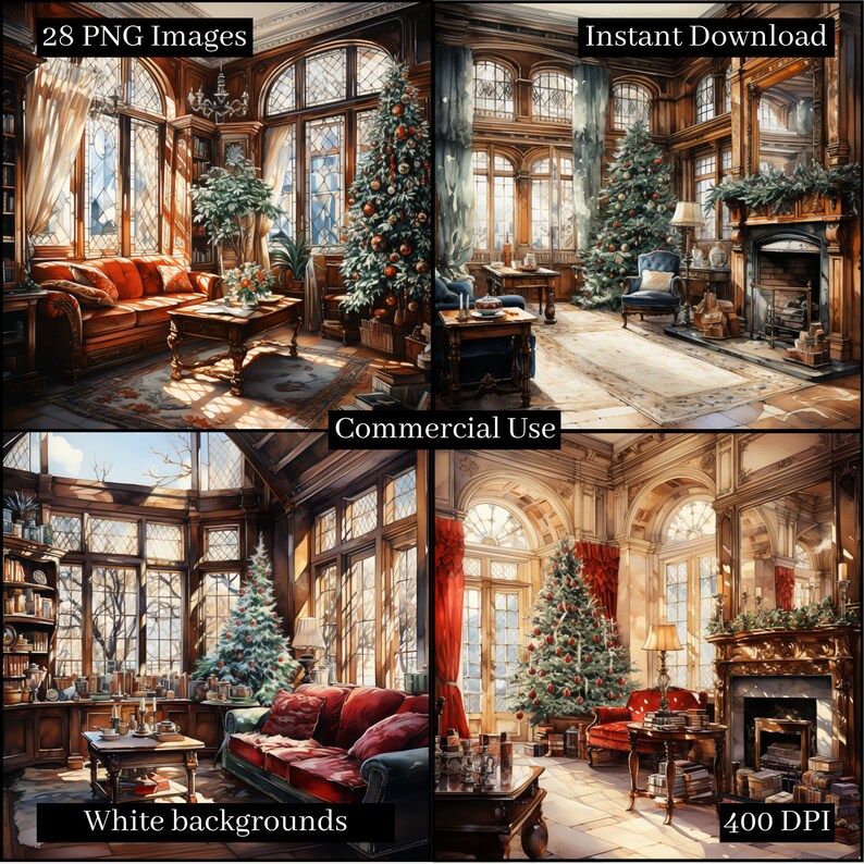Christmas Room Clipart Bundle PNG Files Personal & - Etsy