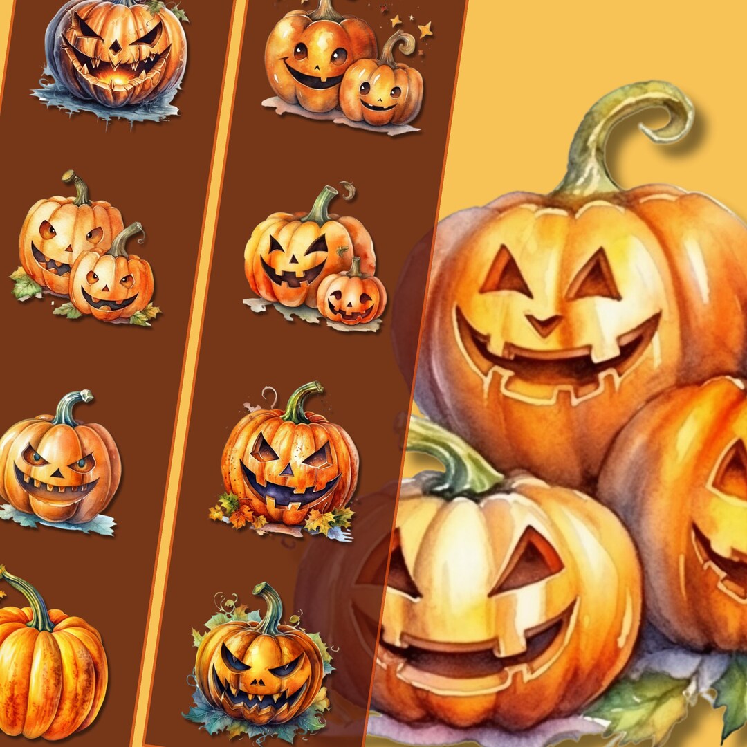 Jack O'lantern Halloween Clipart Set PNG, Jack O'lantern Instant ...